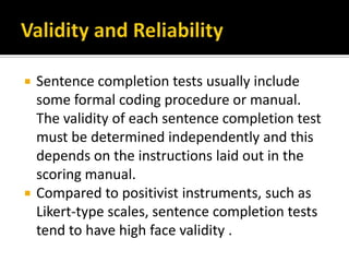 Sack s sentence completion test report | PPTX