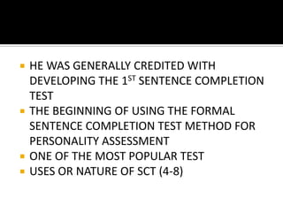 Sack s sentence completion test report | PPTX