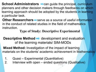 Saclao_DEVELOPMENT AND IMPACT OF SIM-MOD (STRATEGIC INTERVENTION ...