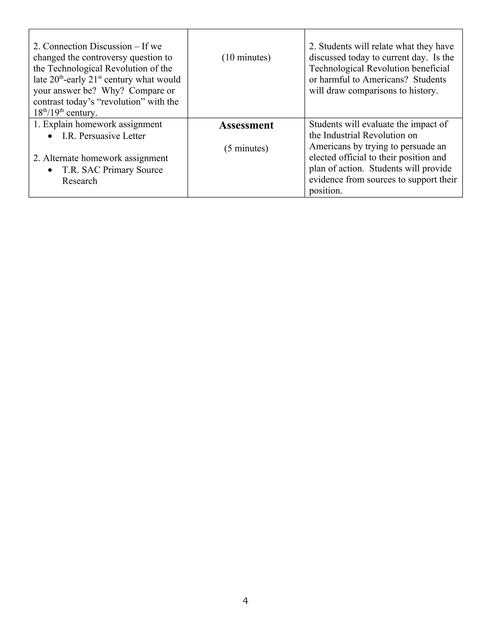 Sac lesson plan industrial revolution | DOC