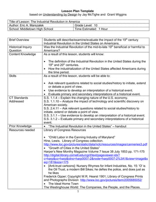 Sac lesson plan industrial revolution | PDF