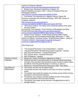 Sac lesson plan industrial revolution | PDF