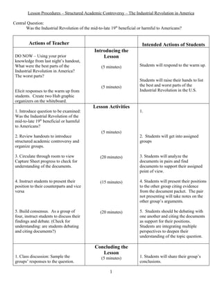 Sac lesson procedures industrial revolution | DOC