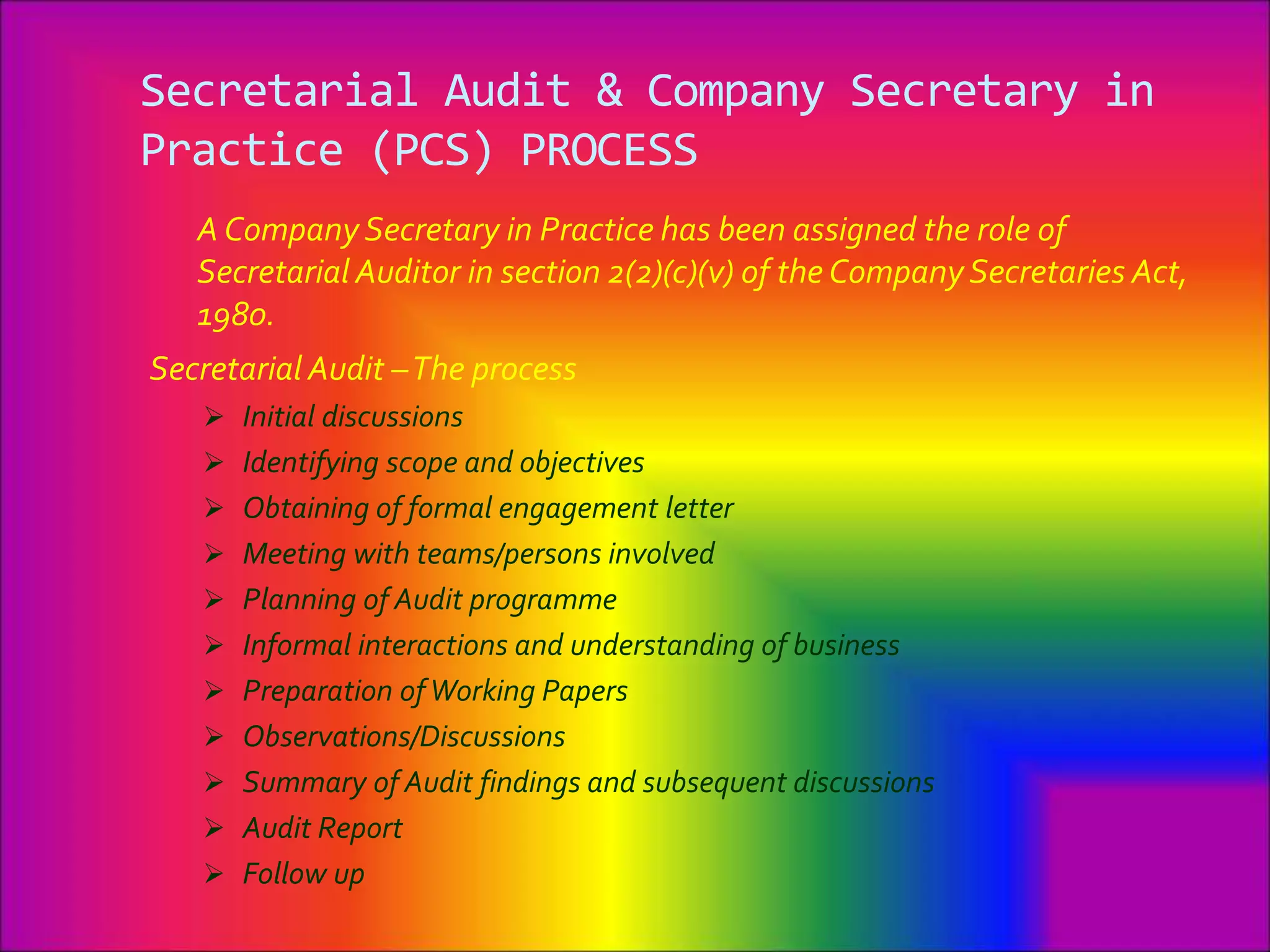 SECRETARIAL AUDIT – AN OVERVIEW | PPT