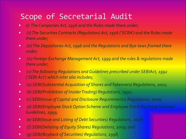SECRETARIAL AUDIT – AN OVERVIEW | PPT | Financial Regulation | Economy