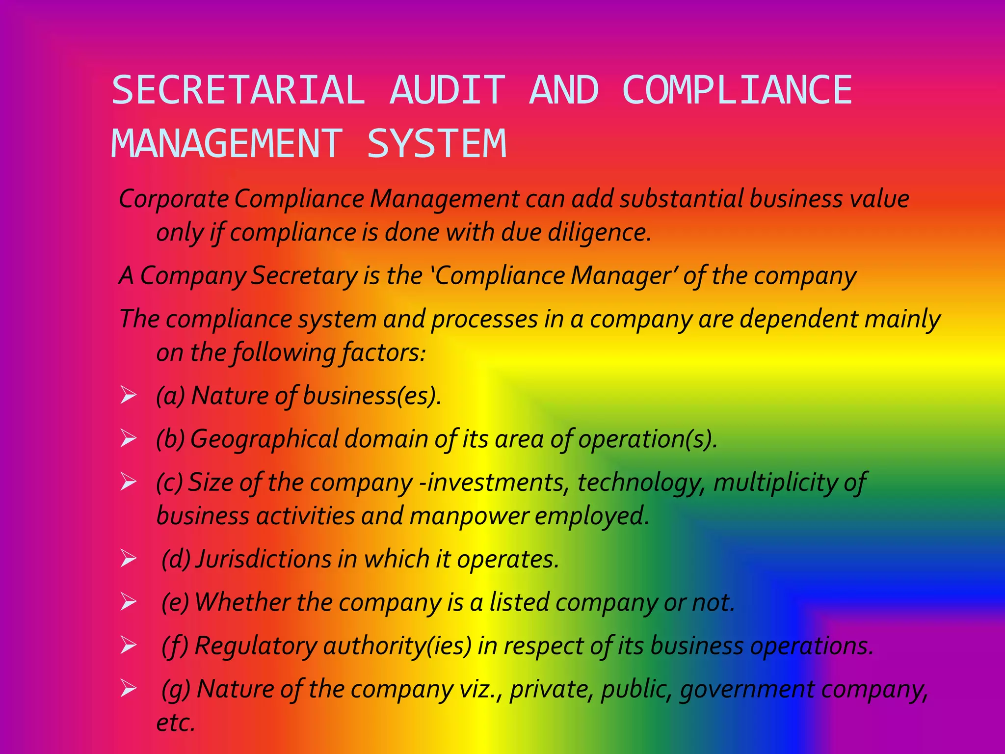 compliance Management due deligance | PPT