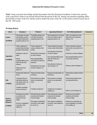 Sac persuasive letter assignment industrial revolution | PDF