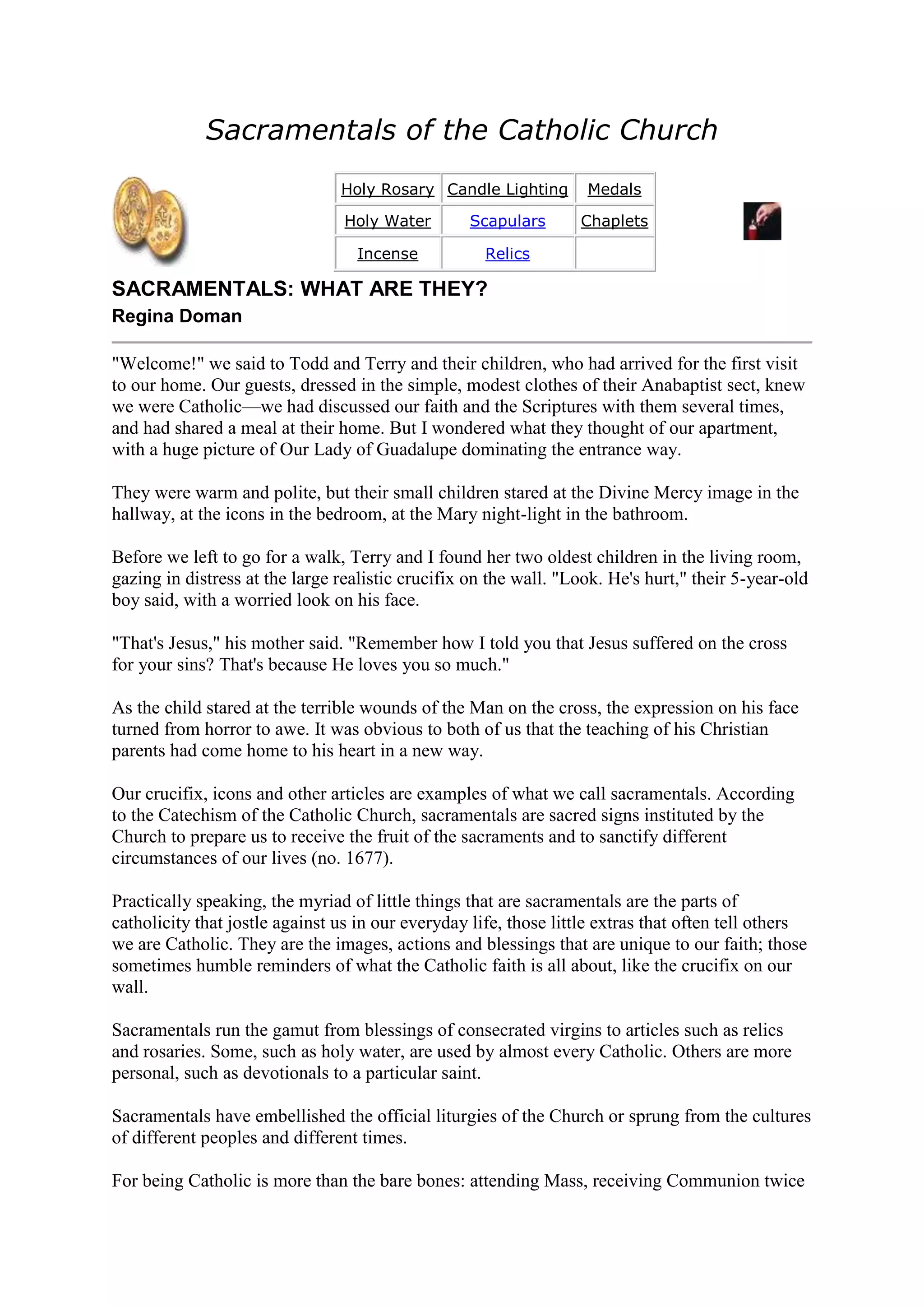 Sacramentals of the catholic church | DOCX | Christianity | Religion ...