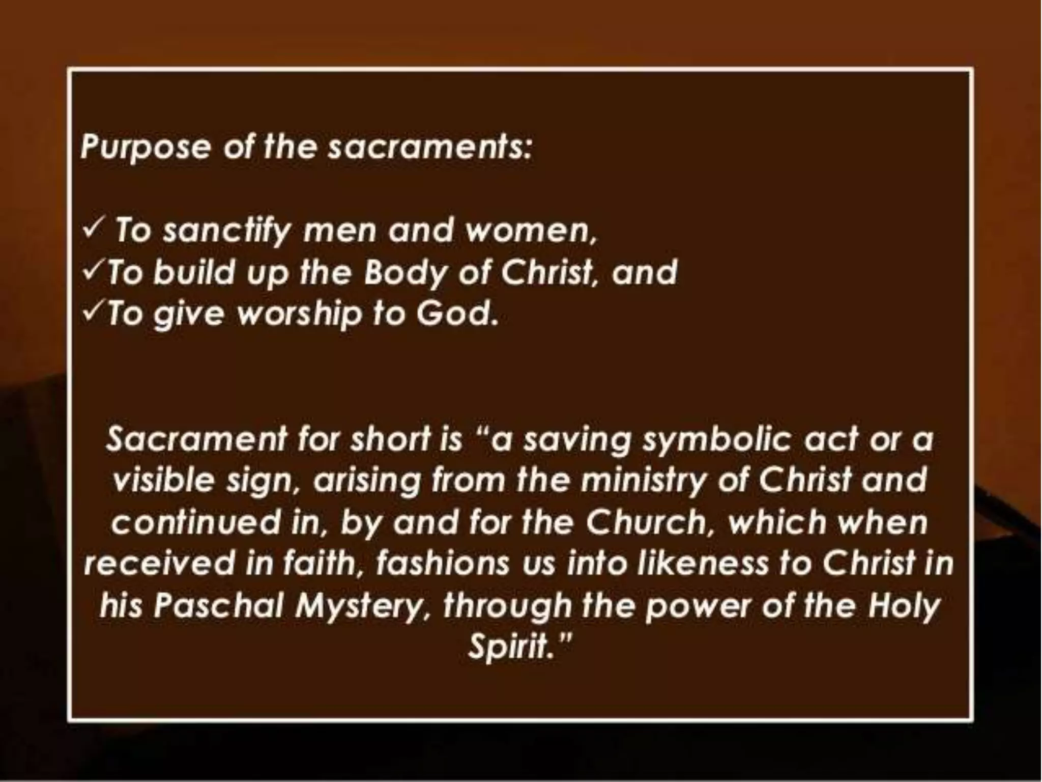 Sacrament and seven sacraments | PPT