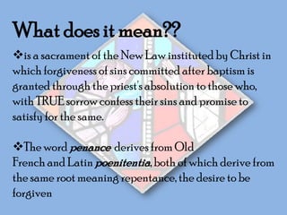 Penance And Reconciliation