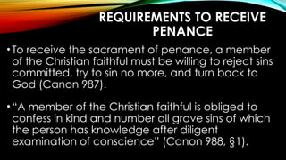 THE SACRAMENT OF RECONCILIATION / PENANCE IN THE ROMAN CATHOLIC CHURCH ...