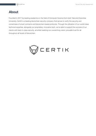 Sacred CertiK security assessment for Sacred | PDF