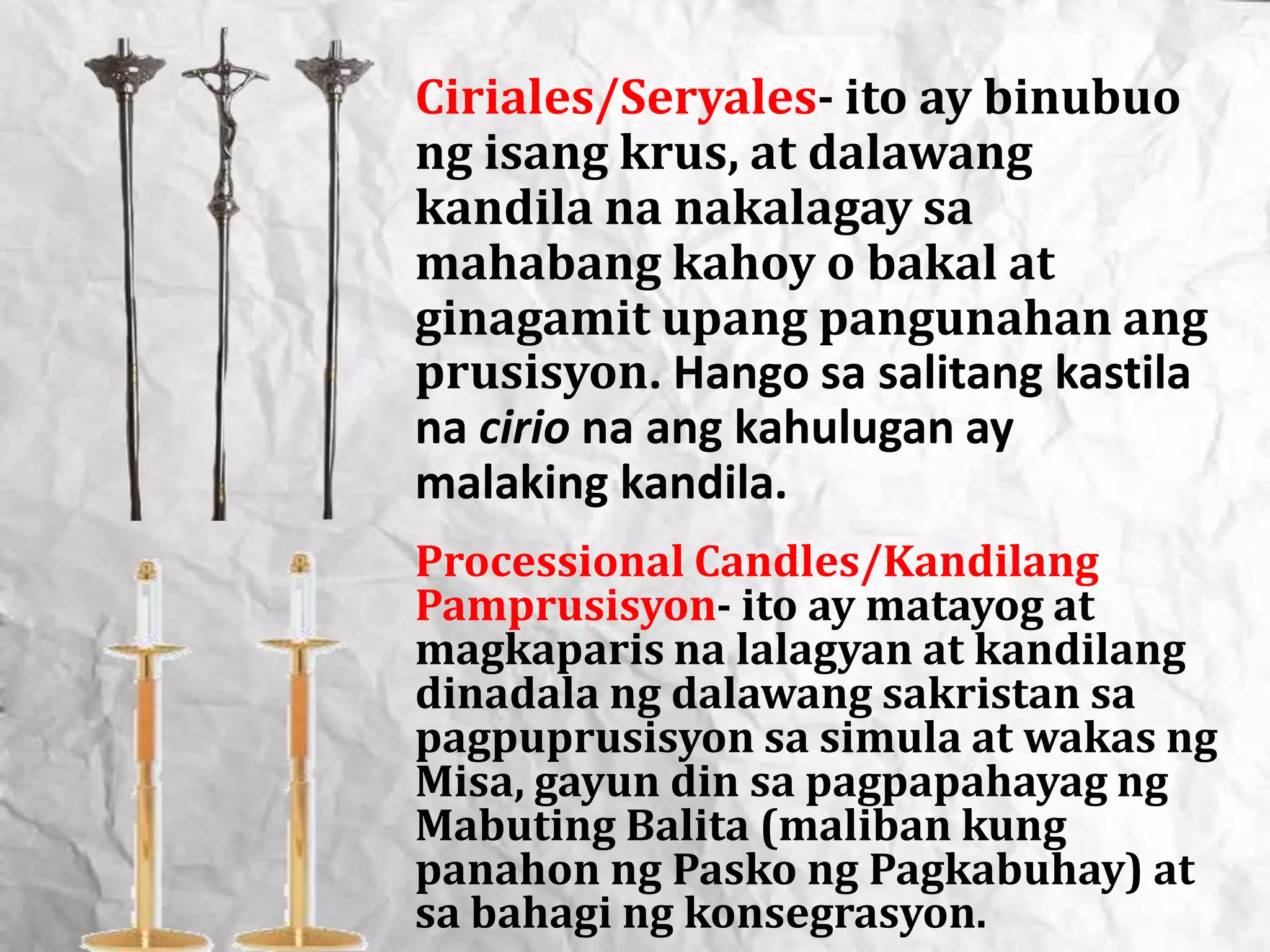 Sacred vessels, books, vestmets | PPTX