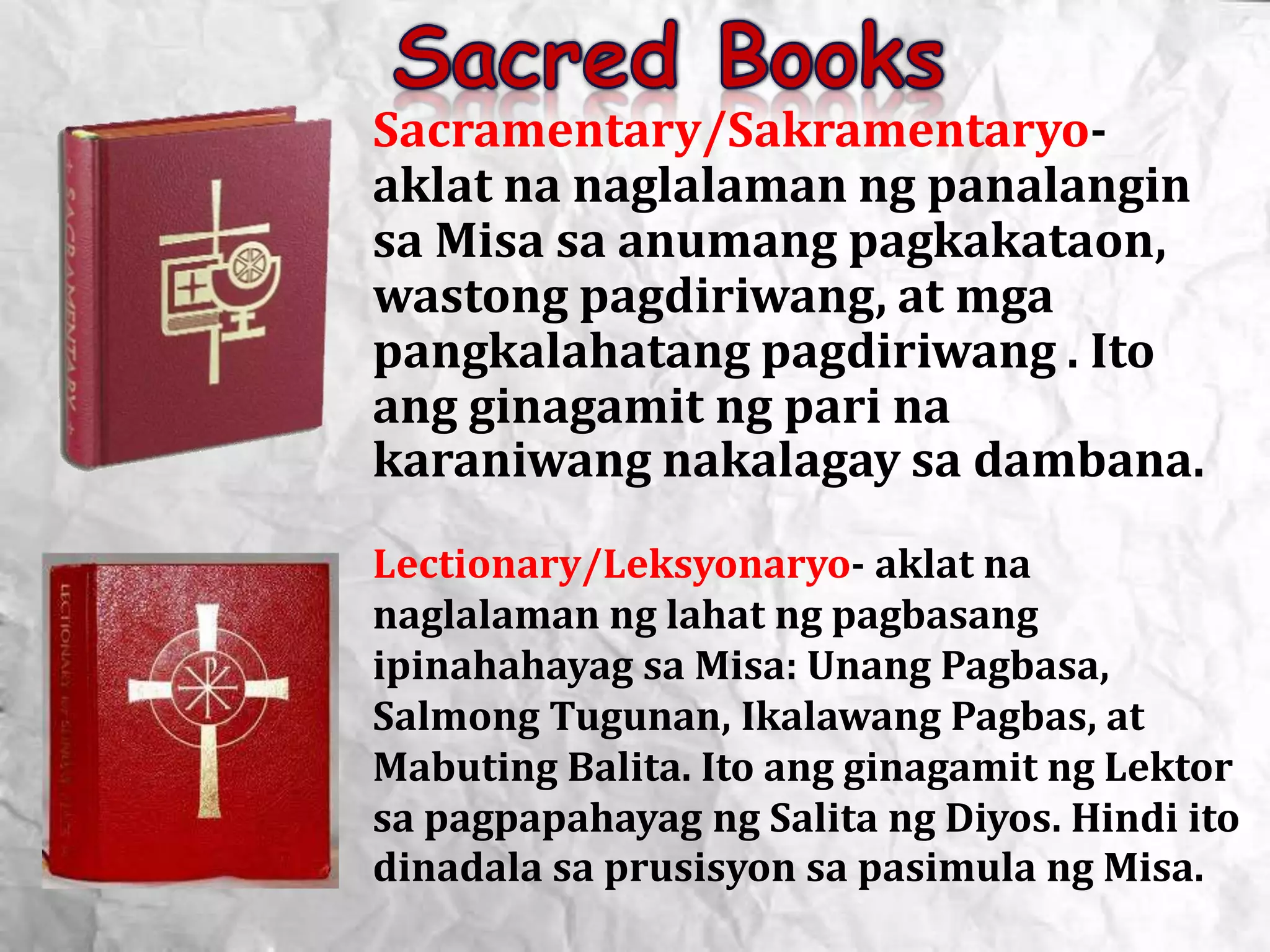 Sacred vessels, books, vestmets | PPTX