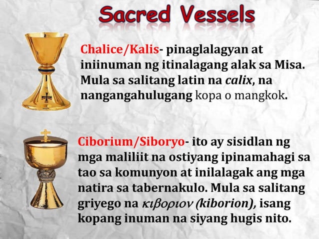 Sacred vessels, books, vestmets | PPTX