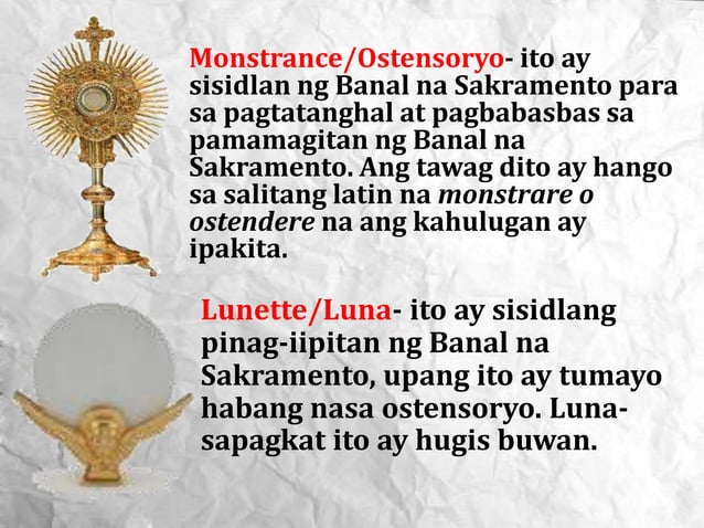 Sacred vessels, books, vestmets | PPTX