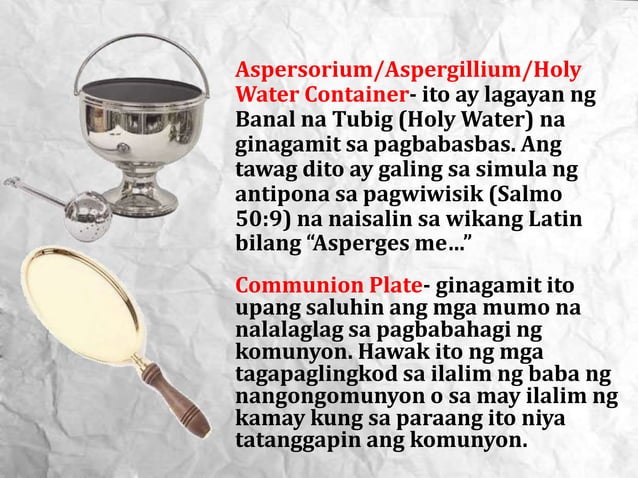 Sacred vessels, books, vestmets | PPTX