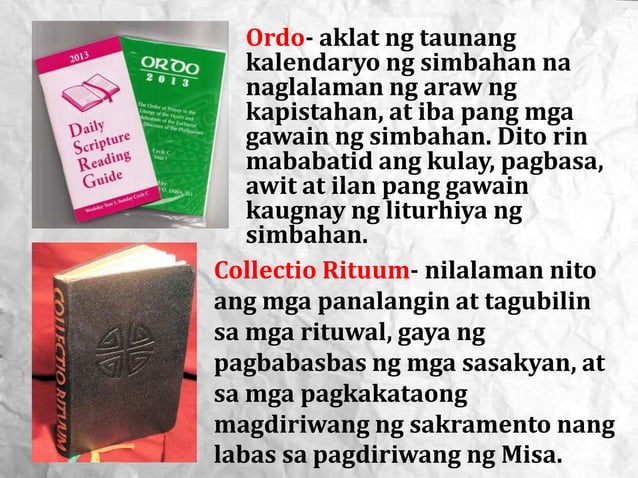 Sacred vessels, books, vestmets | PPTX