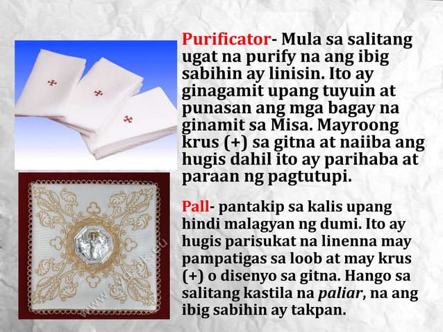 Sacred vessels, books, vestmets | PPTX