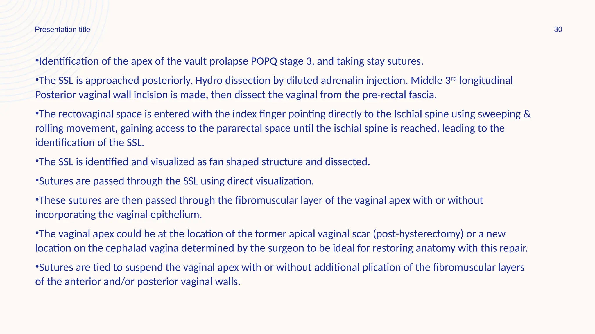 Sacrospinous Ligament Fixation for Pelvic Organ Prolapse - Latest ...