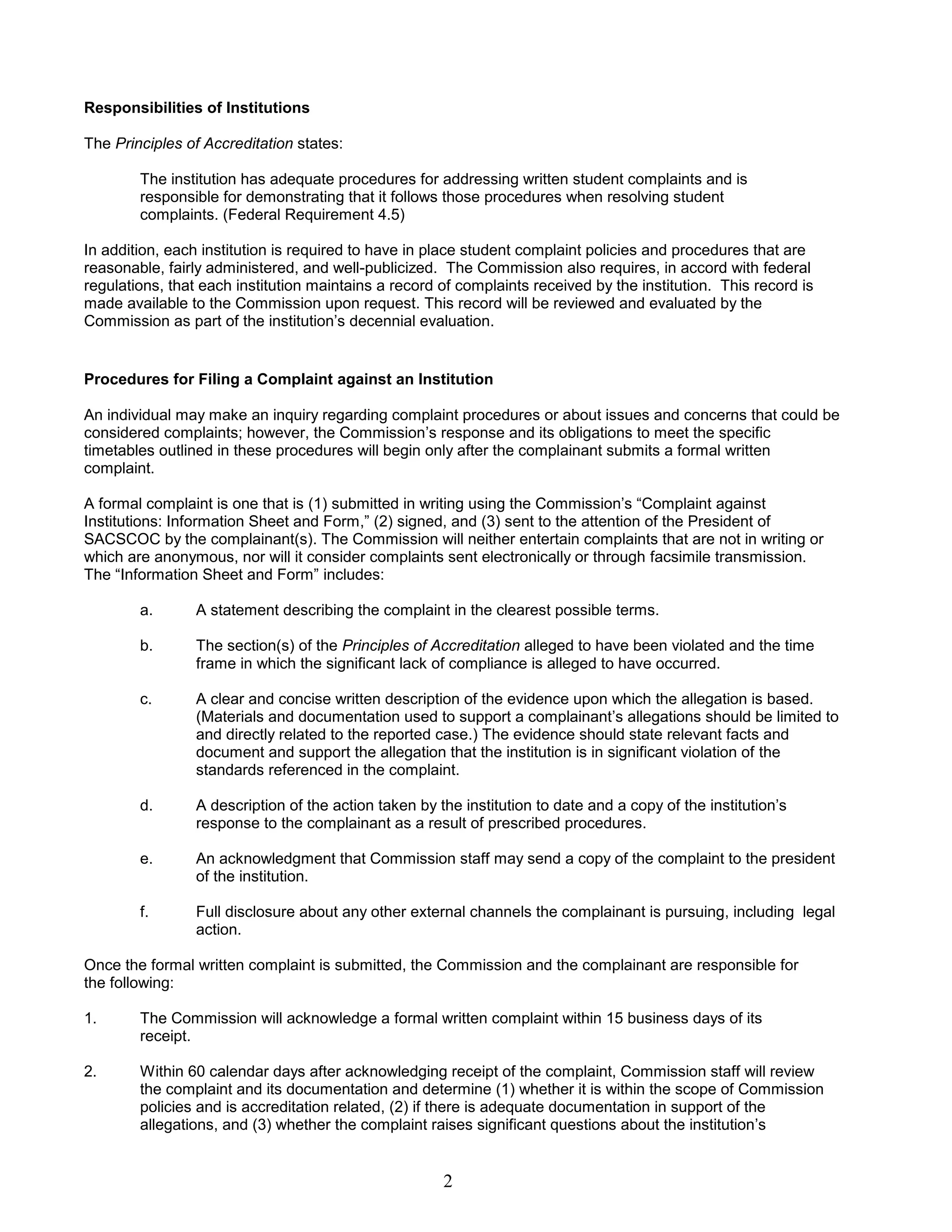 Sacs complaintpolicy | PDF