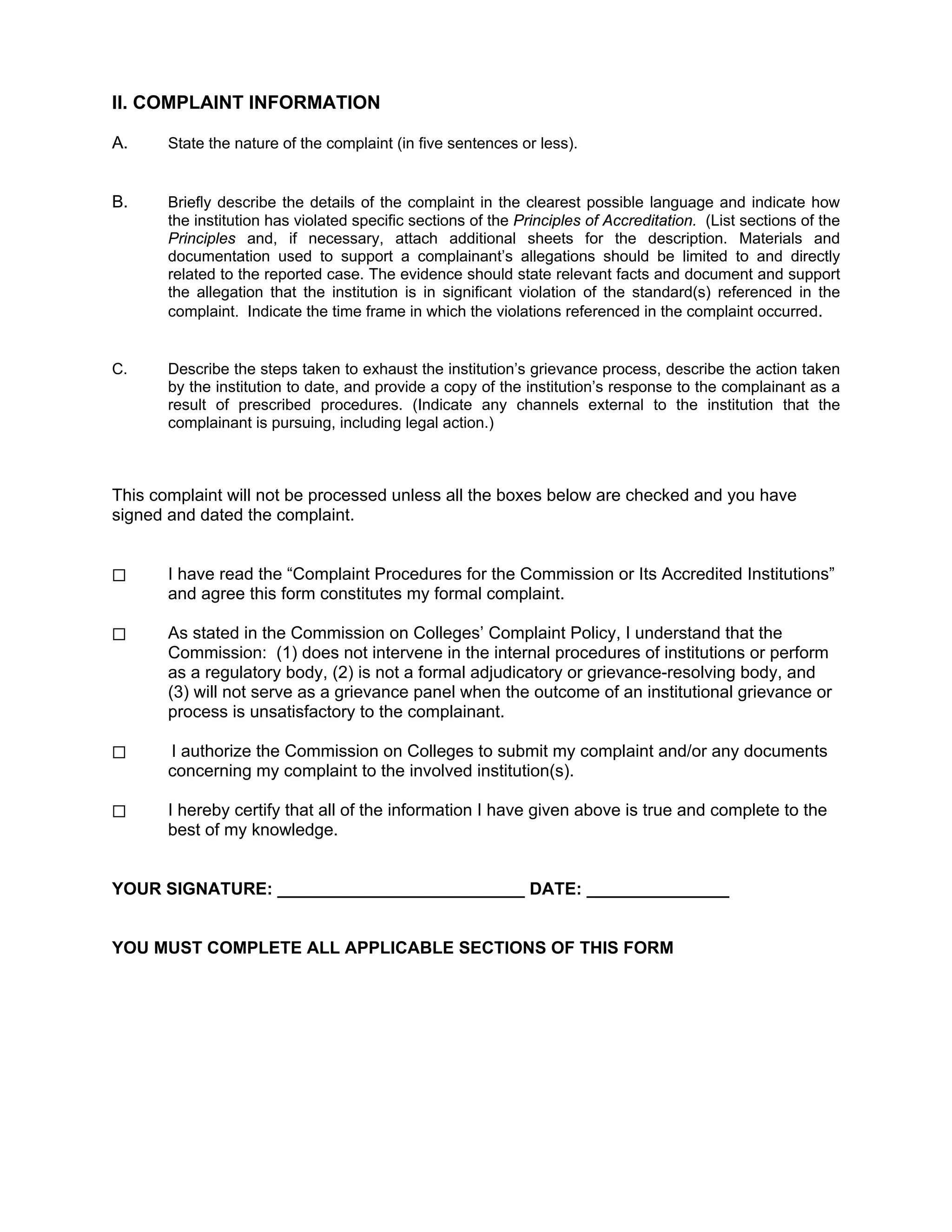 Sacs complaintpolicy | PDF