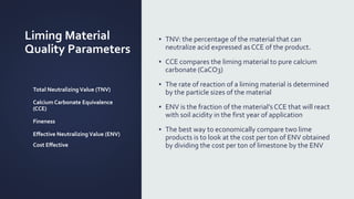 LIME REQUIREMENT AND LIMING MATERIALS FOR ACIDIC SOIL | PPTX