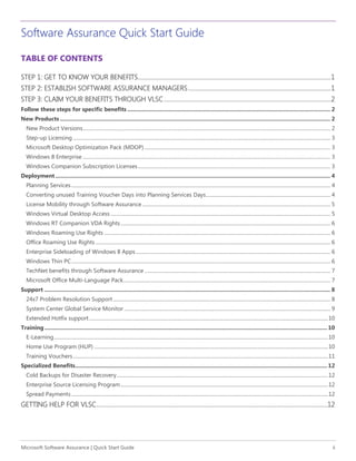Microsoft Software Assurance Customer Quick Start Guide | PDF