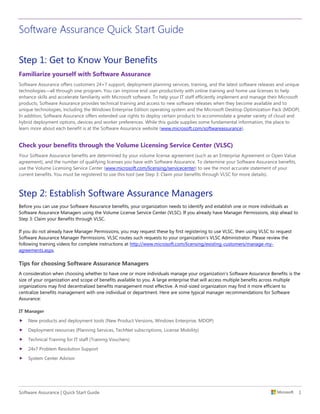 Microsoft Software Assurance Customer Quick Start Guide | PDF