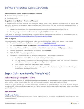 Microsoft Software Assurance Customer Quick Start Guide | PDF