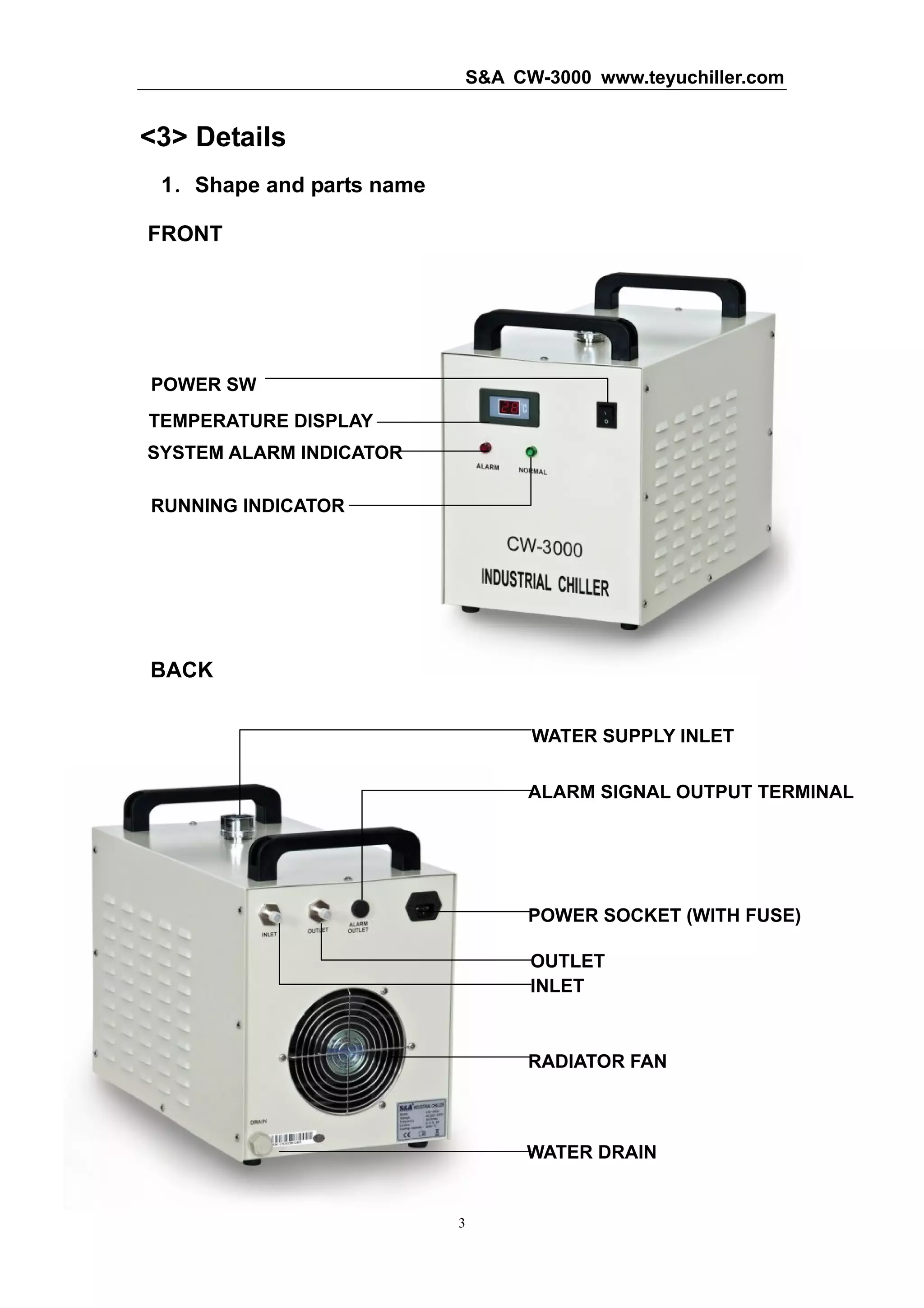 S&a cw 3000 industrial water cooler | PDF