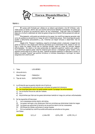 TIPOS DE TEXTOS Y UBICACIÓN DE LA IDEA PRINCIPAL | PDF