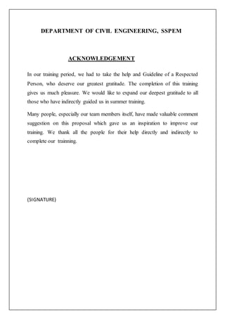 TRAINING REPORT A PROJECT ON ROAD WIDENING AND UPGRADATION | PDF