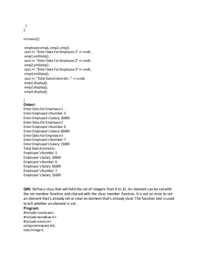 OOP program questions with answers