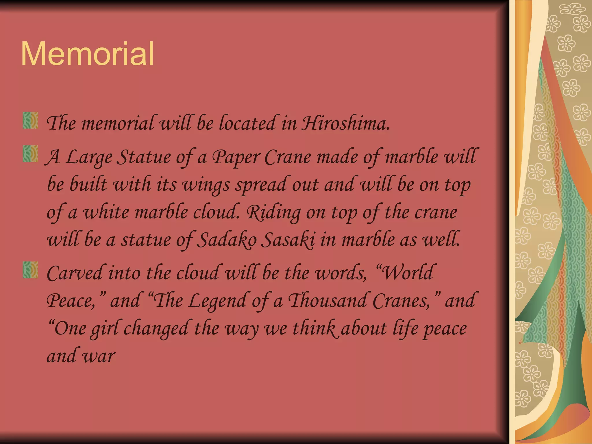 Sadako Sasaki Memorial | PPT