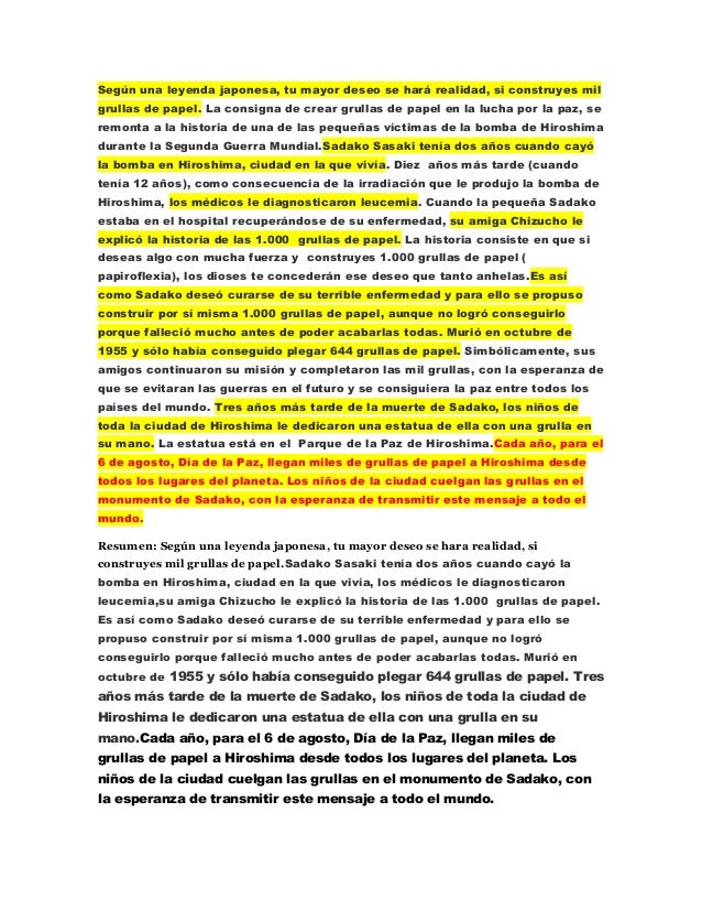 Sadako Sasaki Y Las Mil Grullas De Papel Libro - Leer un Libro