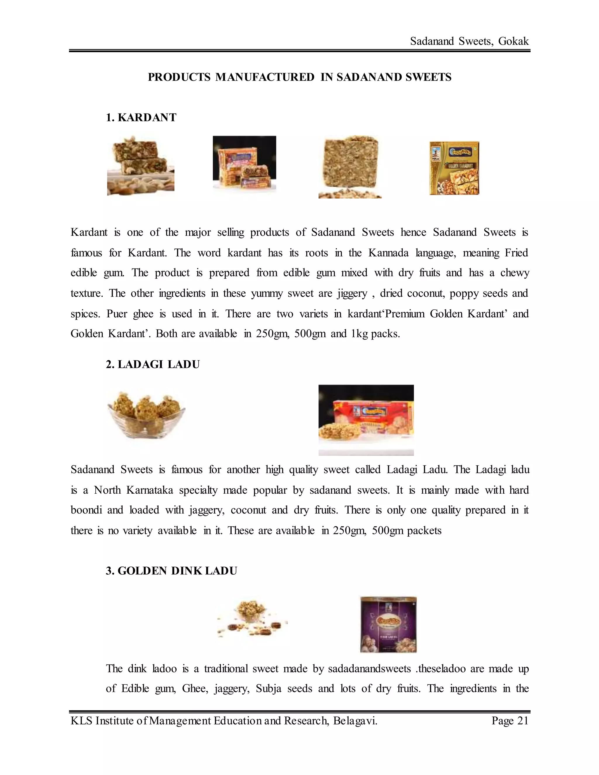 Summer internship project on Sadanand Sweets rcu university | DOCX