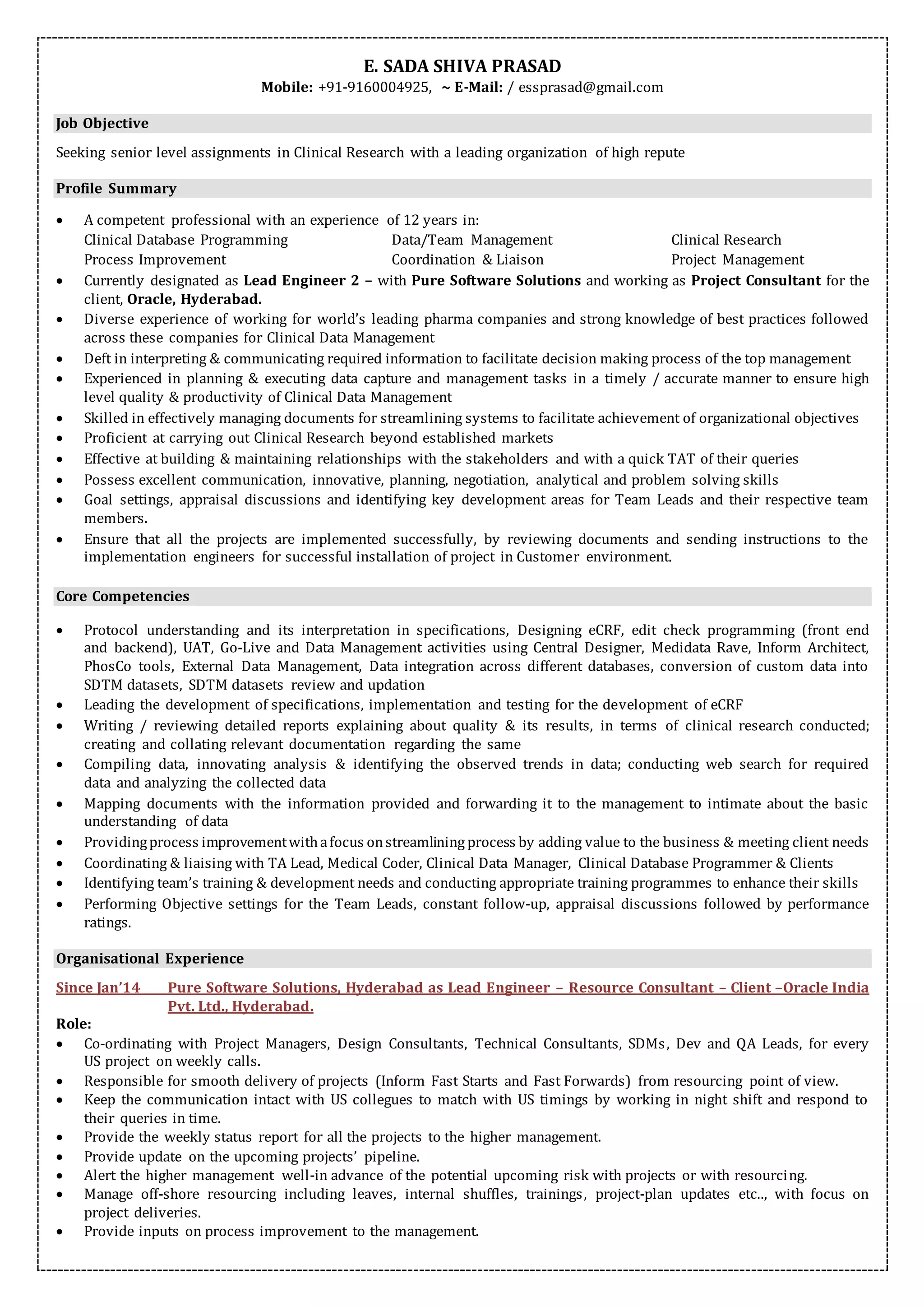 Sada shiva profile | DOCX