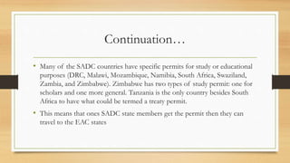 Migration Trends in the SADC Region and Tanzania. | PPTX