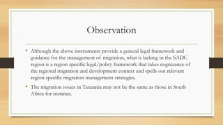 Migration Trends in the SADC Region and Tanzania. | PPTX