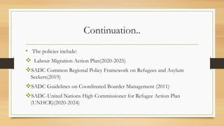 Migration Trends in the SADC Region and Tanzania. | PPTX