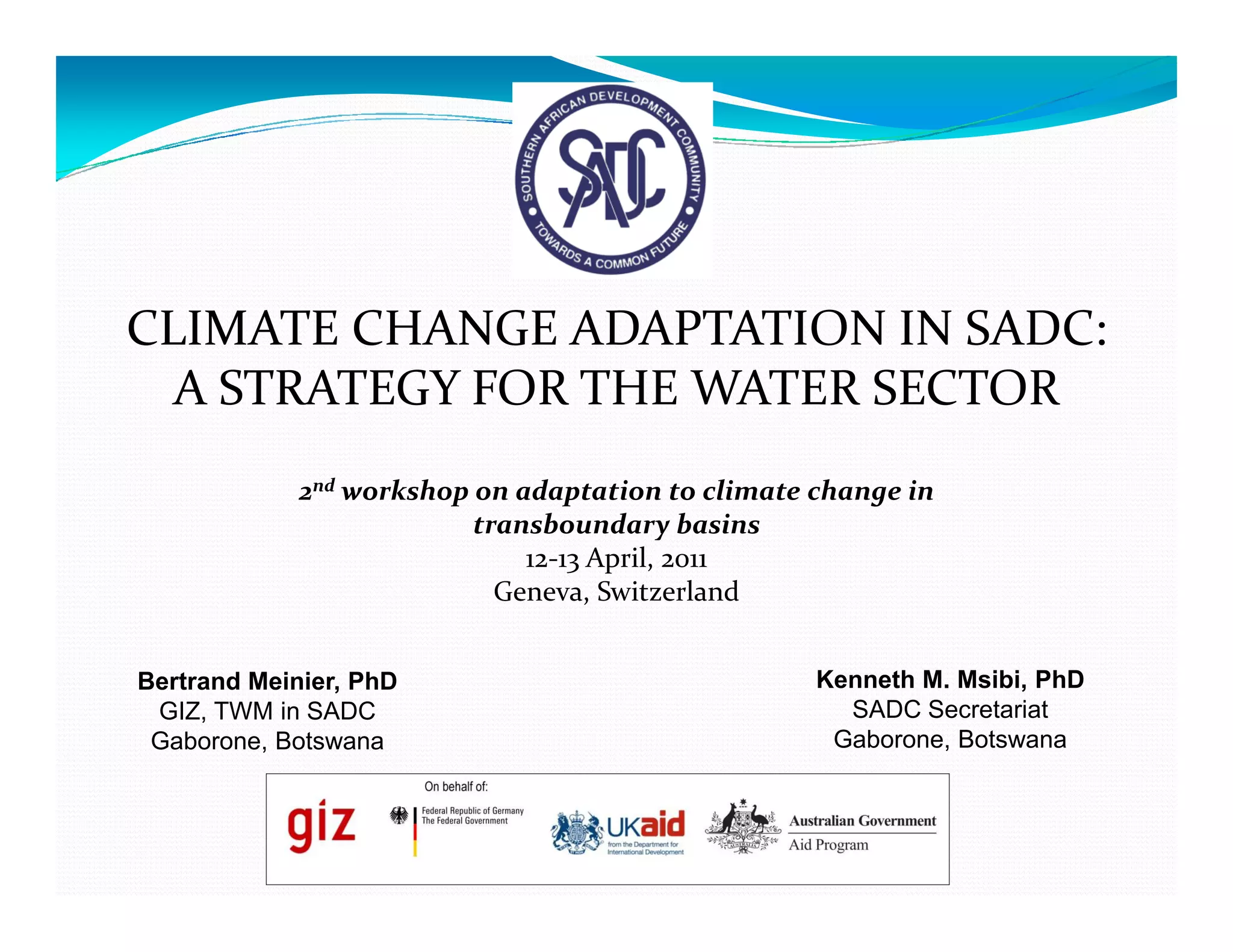 Climate change adaptation in SADC: a strategy for the Water Sector | PDF