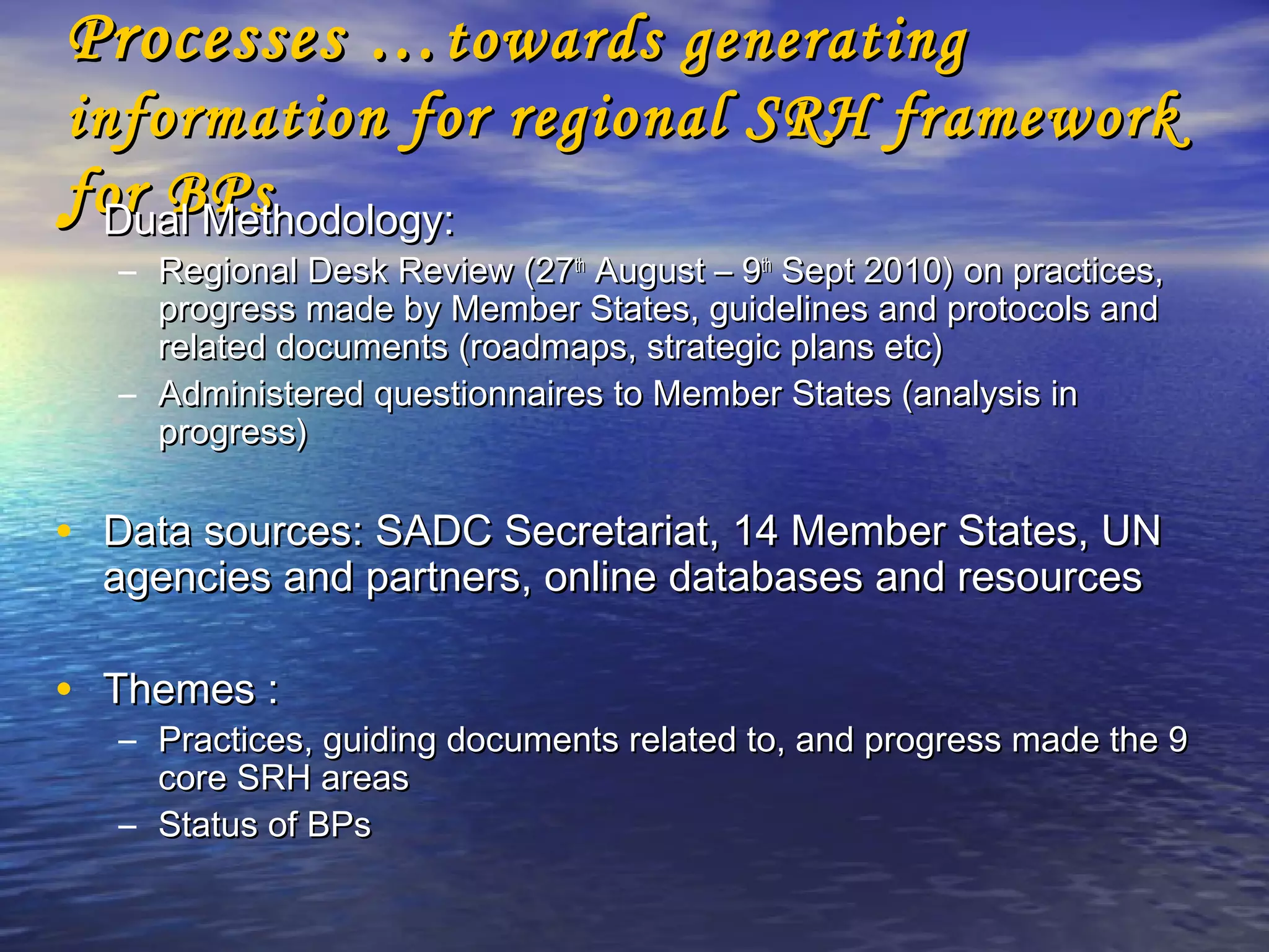Documenting Sexual And Reproductive Health Best Practices In Sadc Ppt 
