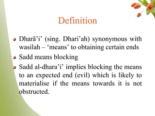Sadd al dhara'i' | PPT