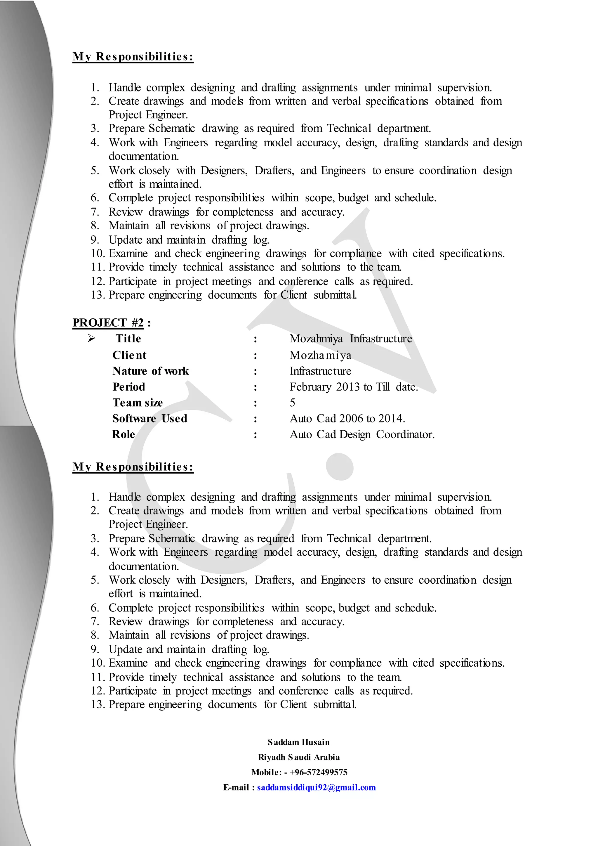 Saddam cv | DOCX
