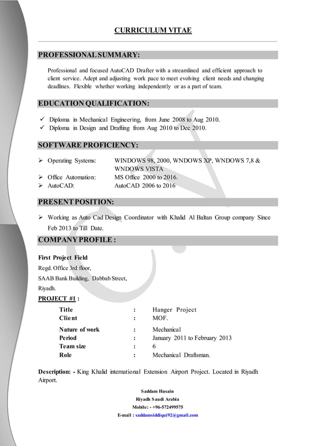 Saddam cv | DOCX