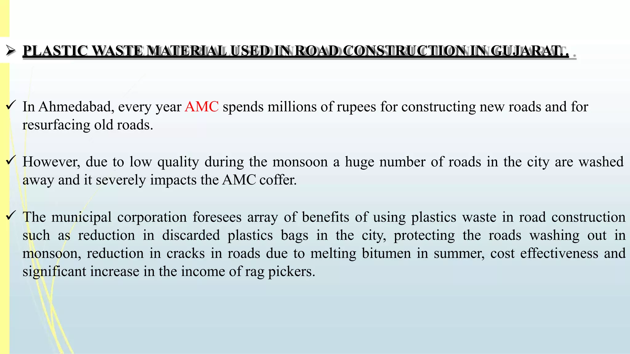 WARISH SADDAM SOLID WASTE USE AS A ROAD CONSTRUCTION MATERIAL ppt m ...