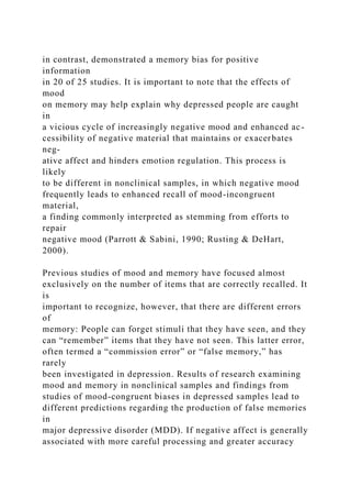 Sadder and Less Accurate False Memory for NegativeMaterial .docx