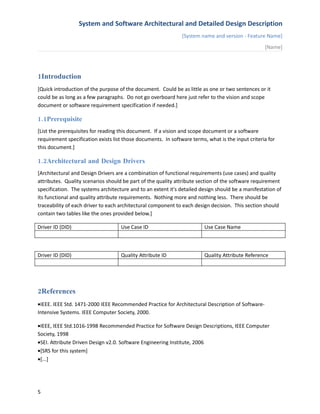 Software Architectural And Detailed Design Description Template | PDF