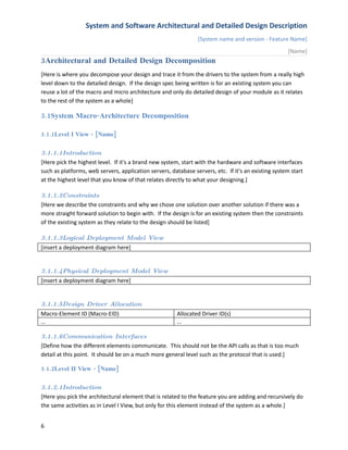 Software Architectural And Detailed Design Description Template | PDF